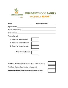 Emergency Food Pantry Monthly Report